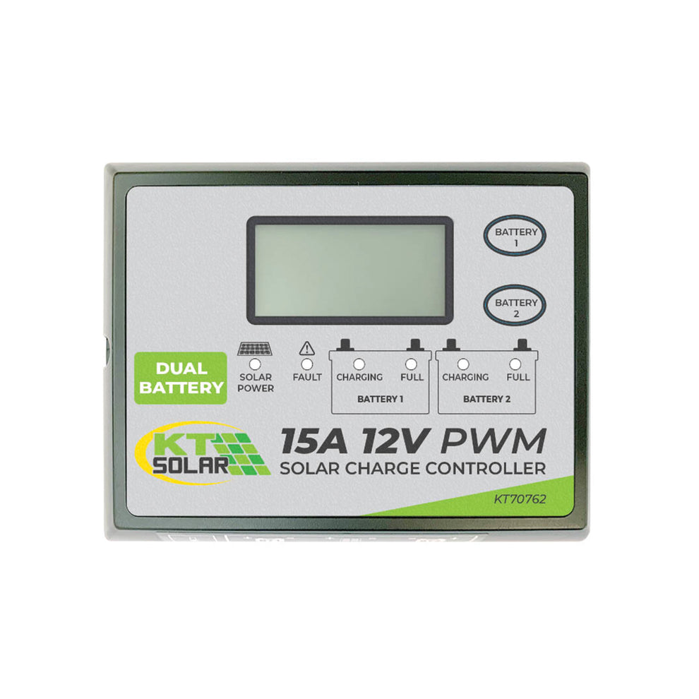15Amp, 12V PWM Dual Solar Charge Controller – KT Solar